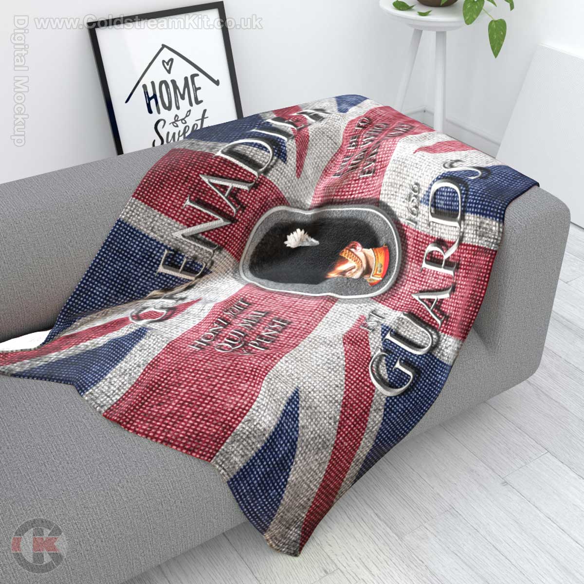 union jack throw grey